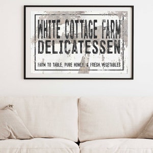 White Cottage Farm Poster Print, Rustic Farmhouse Sign Print Art ...