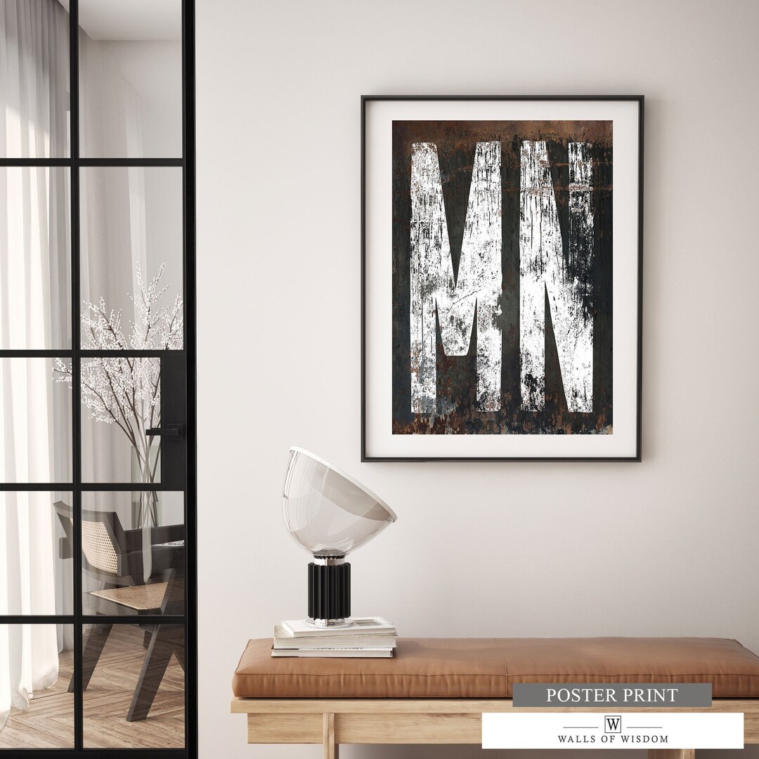 Minnesota Letter Decor Print Art; Retro Wall Art, Home Boho Decor ...
