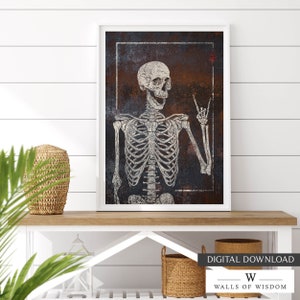 Skeleton Printable Halloween Decor | Halloween Skull Print | Gothic ...