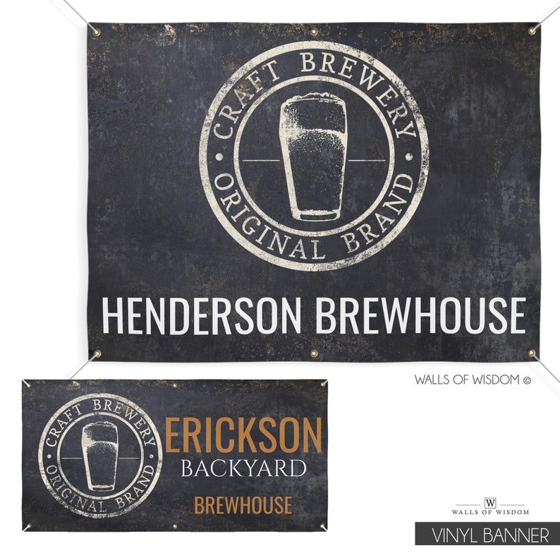 Custom Brewhouse Patio Banner Personalized Home Bar Name Sign for Patio ...