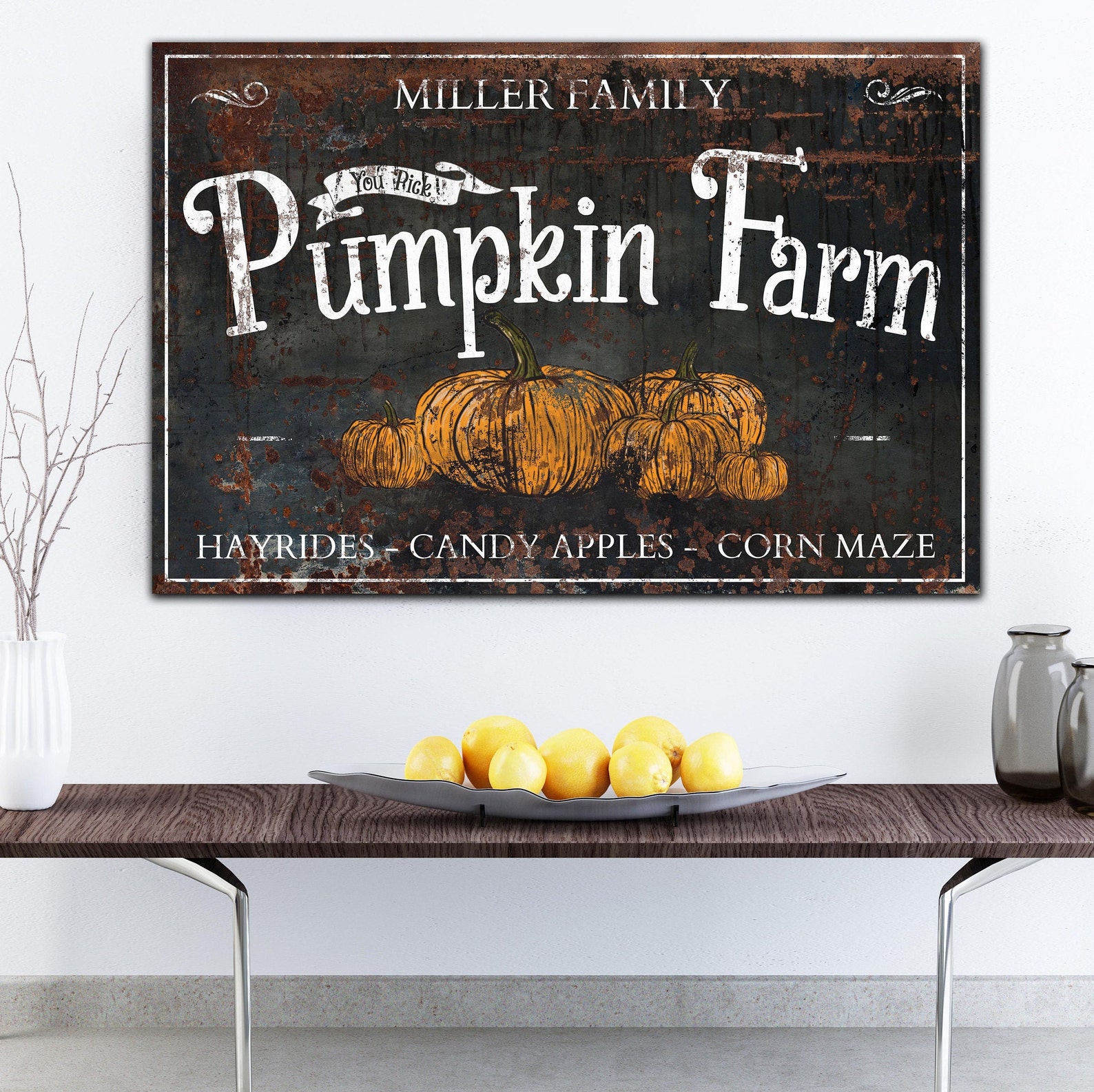 Pumpkin Farm Sign Fall Decor Personalized Family Name Sign Gift for Her ...