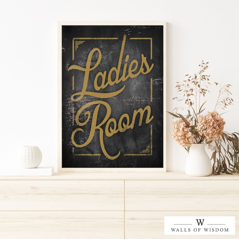 Ladies Room Bathroom Sign Printable Wall Art Powder Room Sign - Etsy
