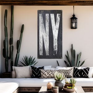 New York Minimalist Outdoor Sign, Western Print for Patio Home Bar ...