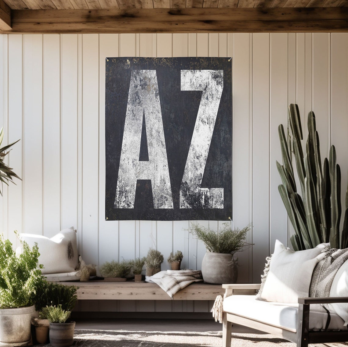 Arizona Western Boho Porch Sign, Outdoor Garden Tapestry Vinyl Sign ...