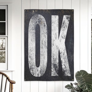 Oklahoma State Print Outdoor Banner in Vinyl, Vintage Western Print ...