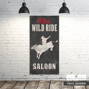 Cowboy Saloon Backyard Bar Sign Banner - Rustic Rodeo Outdoor Bar Vinyl ...