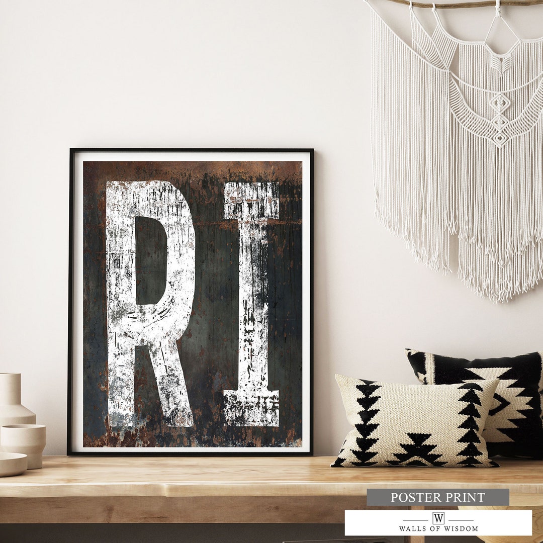 Rhode Island Typography Art Print; Family Sign Home State Gift, Letter ...