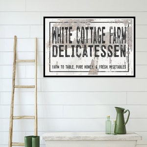 White Cottage Farm Poster Print, Rustic Farmhouse Sign Print Art ...