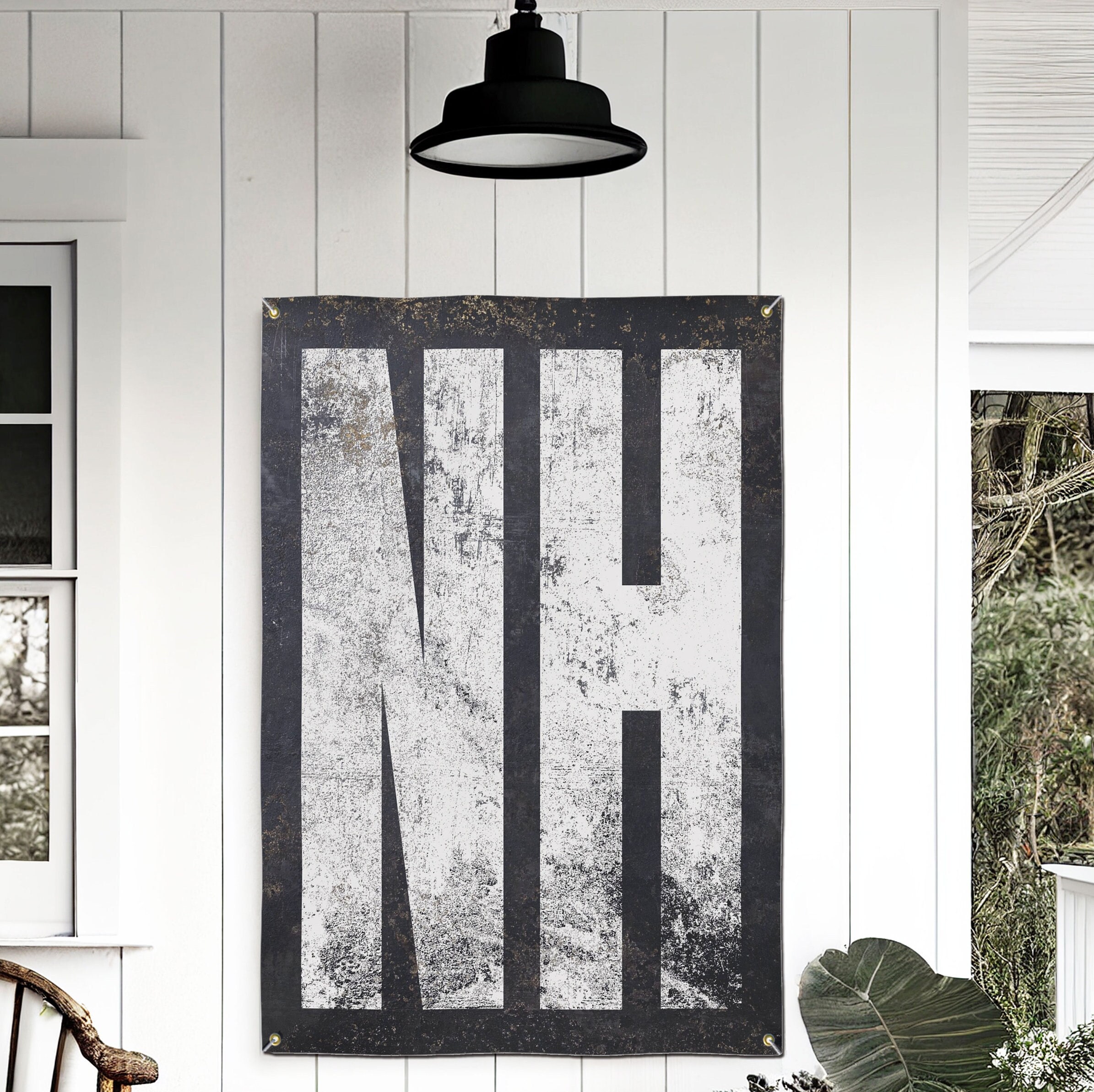 New Hampshire Rustic Patio Sign in Vinyl, Backyard Bar Decor for New ...