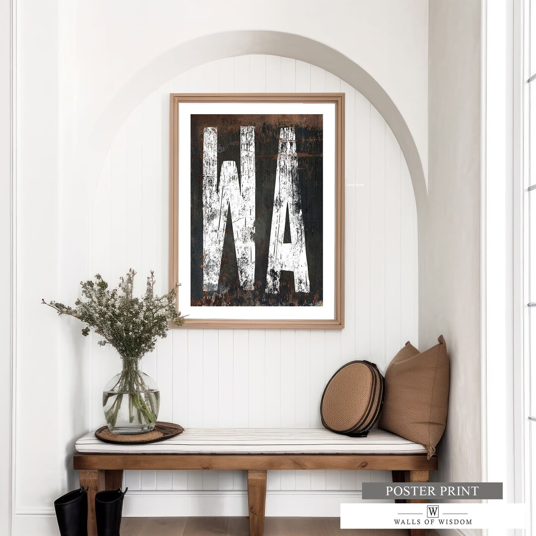 Washington Typography Art Print; Letter Art Home State Sign, Home Boho ...