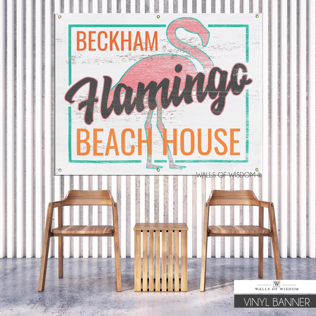 Pink Flamingo Custom Vinyl Name Sign Retro Wall Art Outdoor Living ...