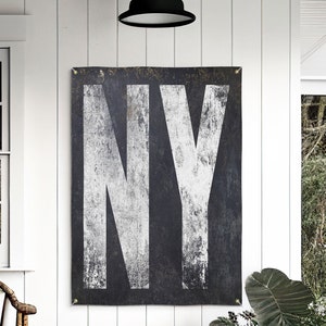 New York Minimalist Outdoor Sign, Western Print for Patio Home Bar ...