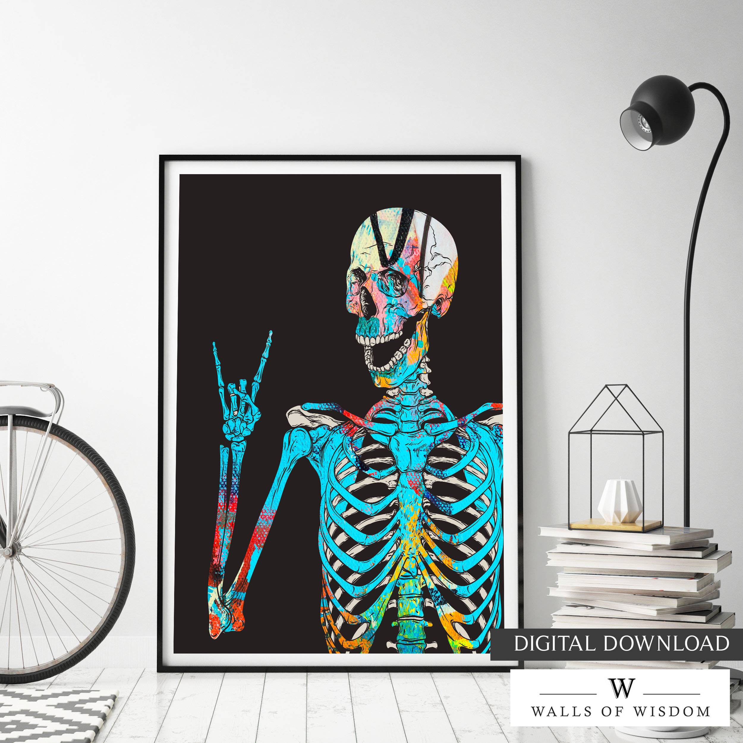 Graffiti Skeleton Printable Abstract Art Halloween Home - Etsy