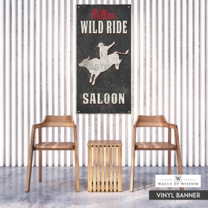 Cowboy Saloon Backyard Bar Sign Banner - Rustic Rodeo Outdoor Bar Vinyl ...