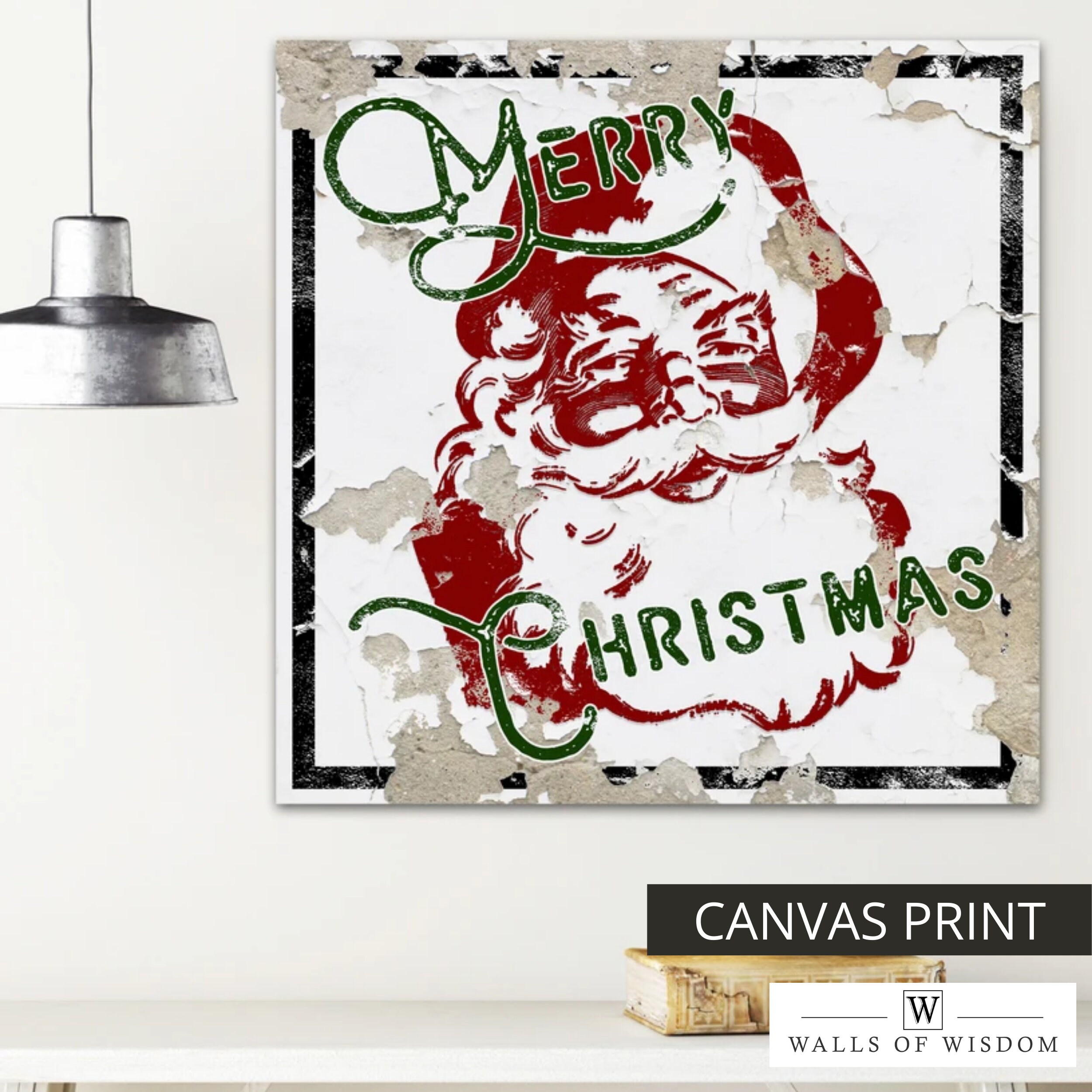 Santa Christmas Wall Art Rustic Holiday Decor Farmhouse - Etsy