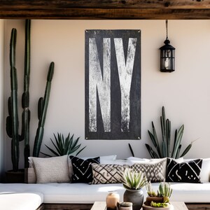 New York Minimalist Outdoor Sign, Western Print for Patio Home Bar ...