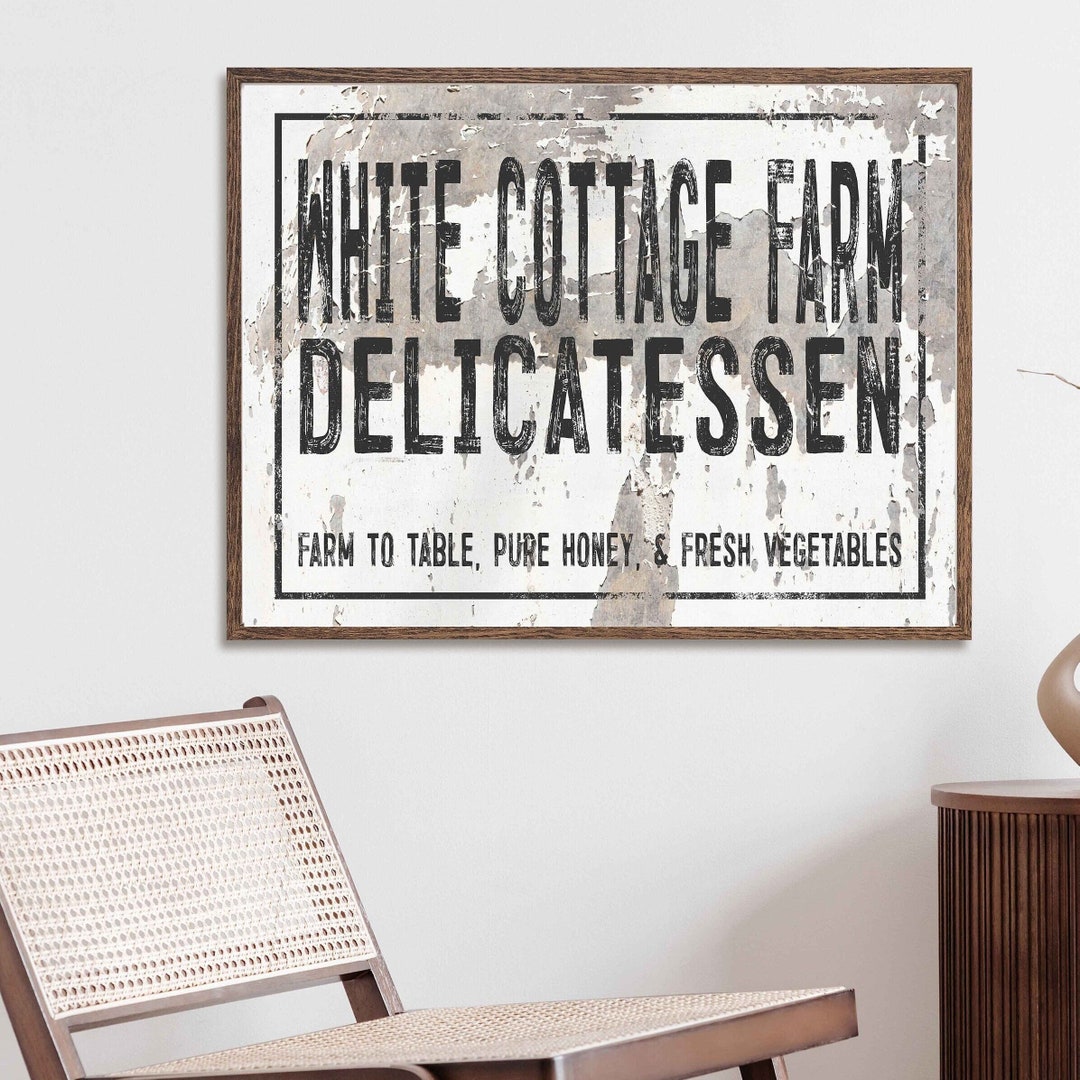 White Cottage Farm Poster Print, Rustic Farmhouse Sign Print Art ...