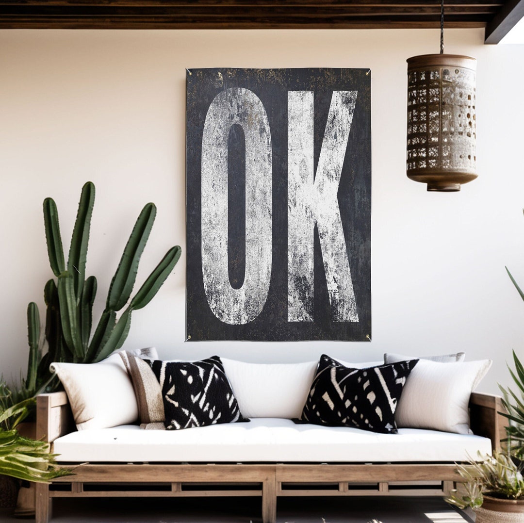 Oklahoma State Print Outdoor Banner in Vinyl, Vintage Western Print ...