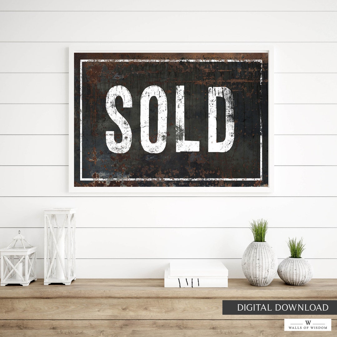 Rustic Farmhouse SOLD Sign Printable Wall Art Vintage Sign Digital ...