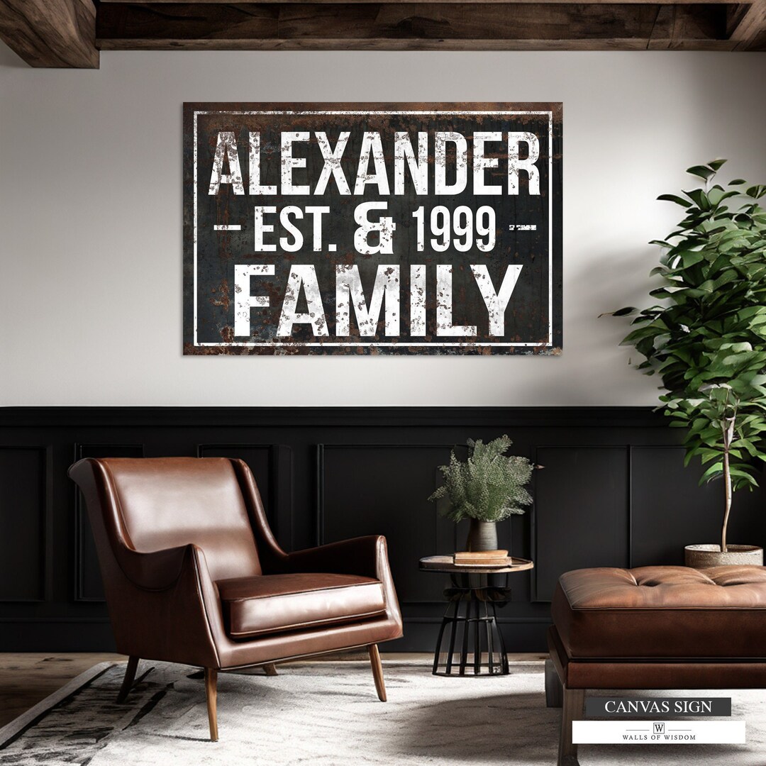 Family Name Sign Gift for Her Rustic Established Signs Last Name Est ...