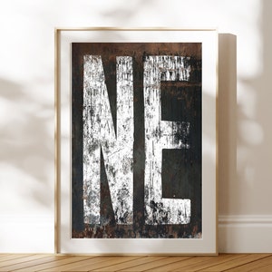 Nebraska Typography Print Art; Letter Decor Poster Print, Western Wall ...