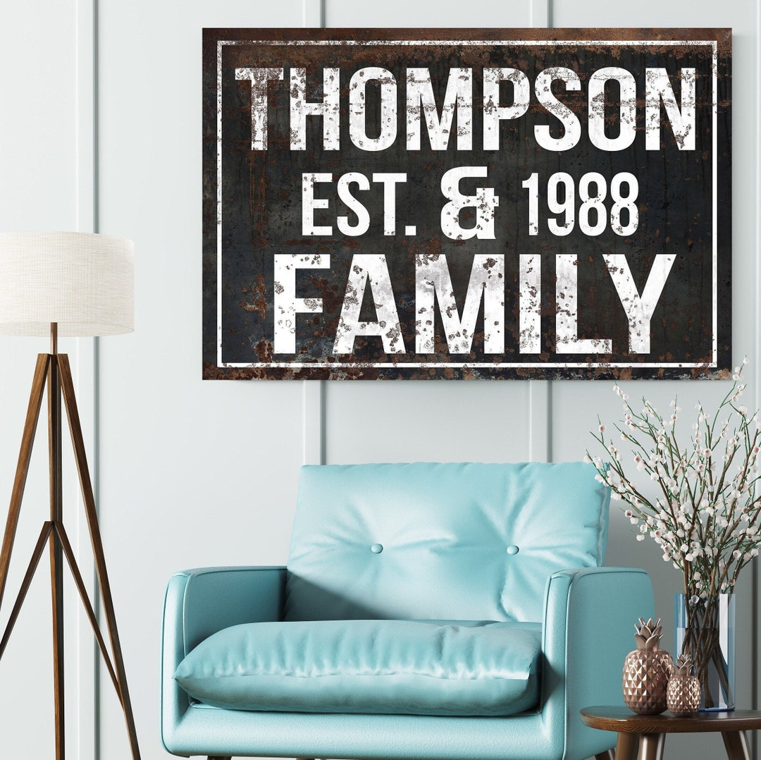 Family Name Sign Gift for Her Rustic Established Signs Last Name Est ...