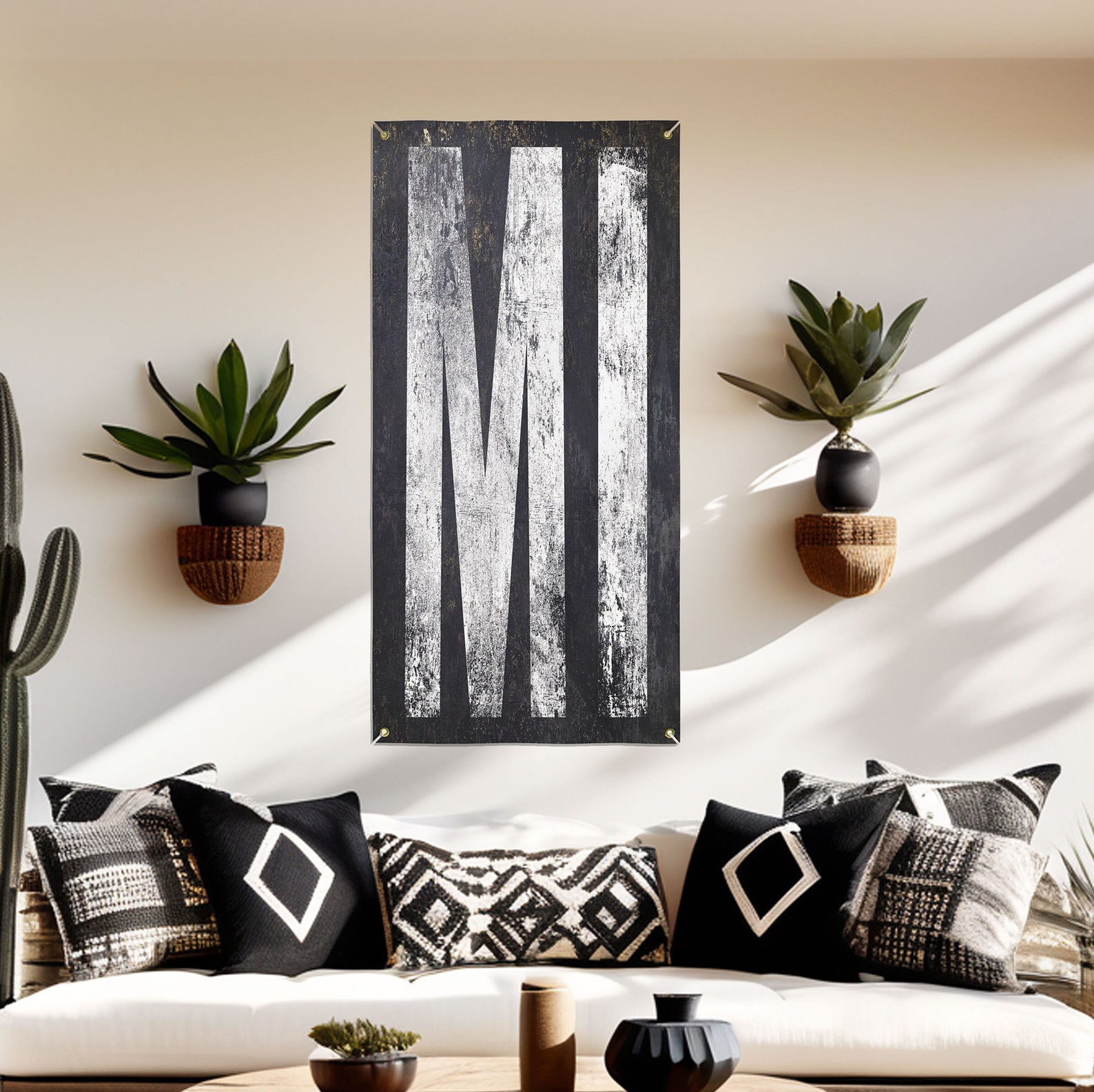 Michigan State Fan Outdoor Patio Sign, Garden Art Backyard Banner in ...