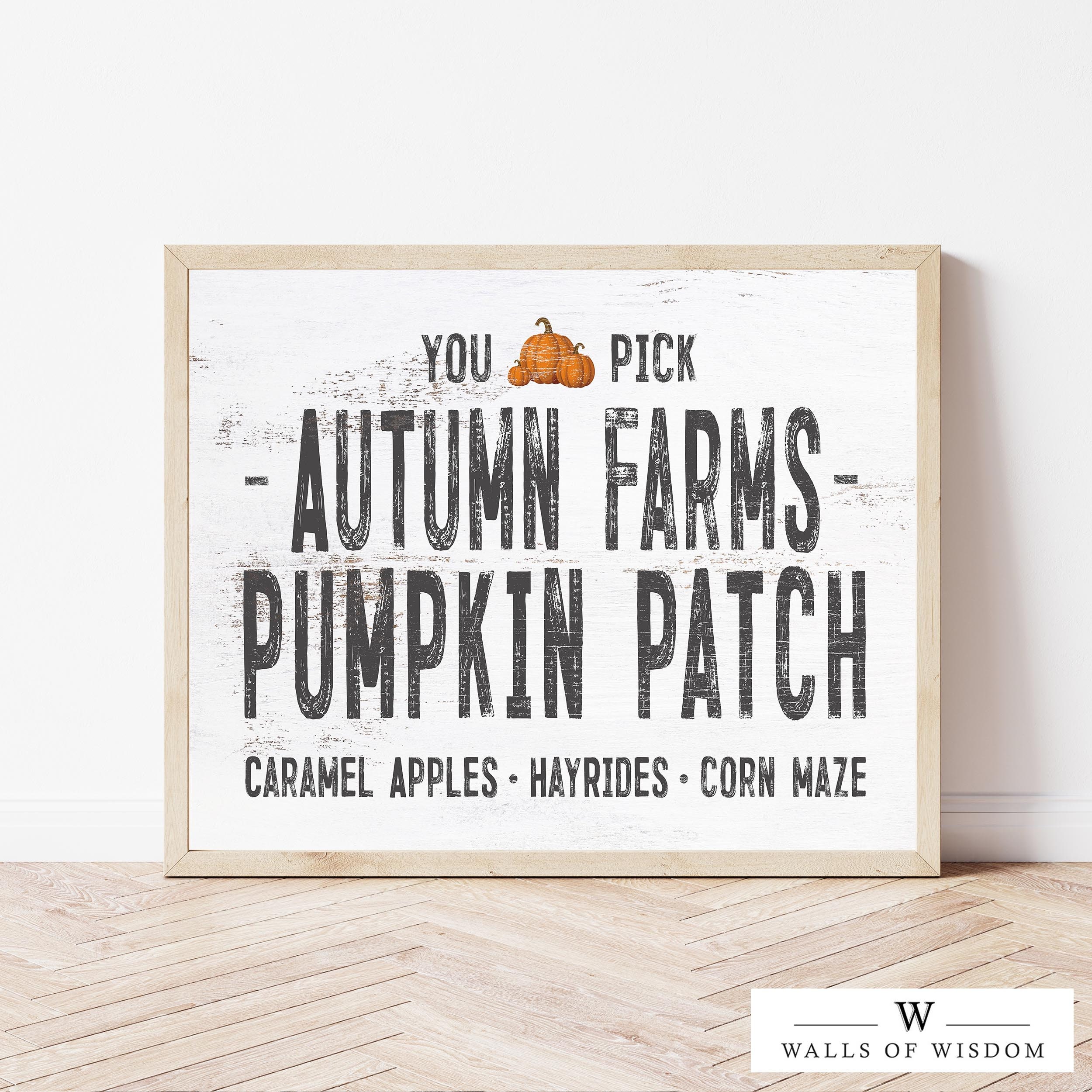 White Autumn Farms Printable Fall Decor Pumpkin Farmhouse Sign Vintage ...