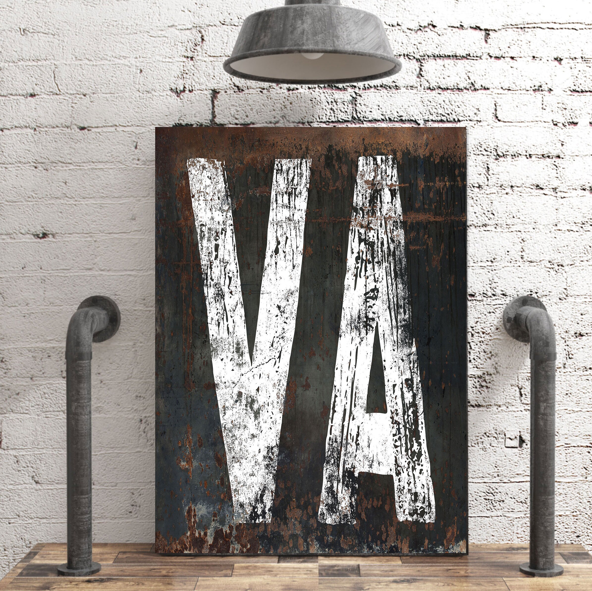 Virginia Typography Canvas Print; Home State Rustic Couples Gift ...