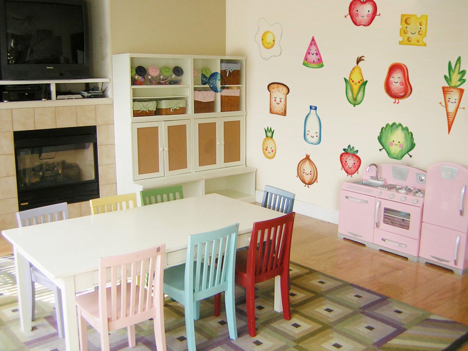 Kitchen Decor With 14 Pieces Healthy Food Wall Decal, Lovely Fruits and ...
