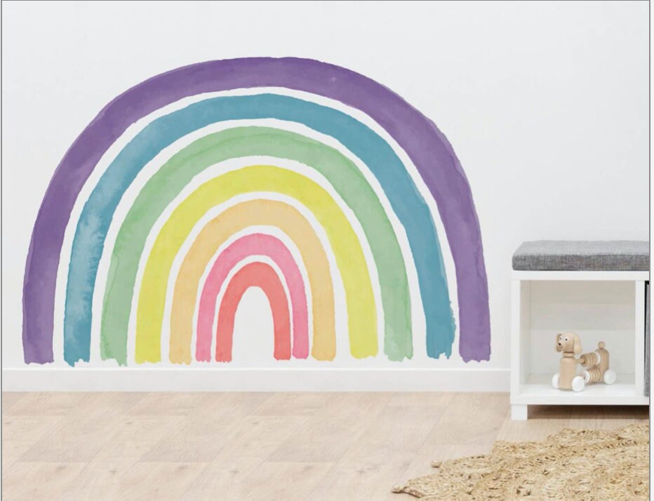 Rainbow Wall Decal Watercolor Rainbow Wall Sticker Rainbow | Etsy