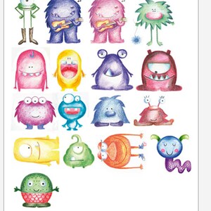 Baby Monsters Wall Decal, Cute Monsters Wall Art, Funny Monsters Decor ...