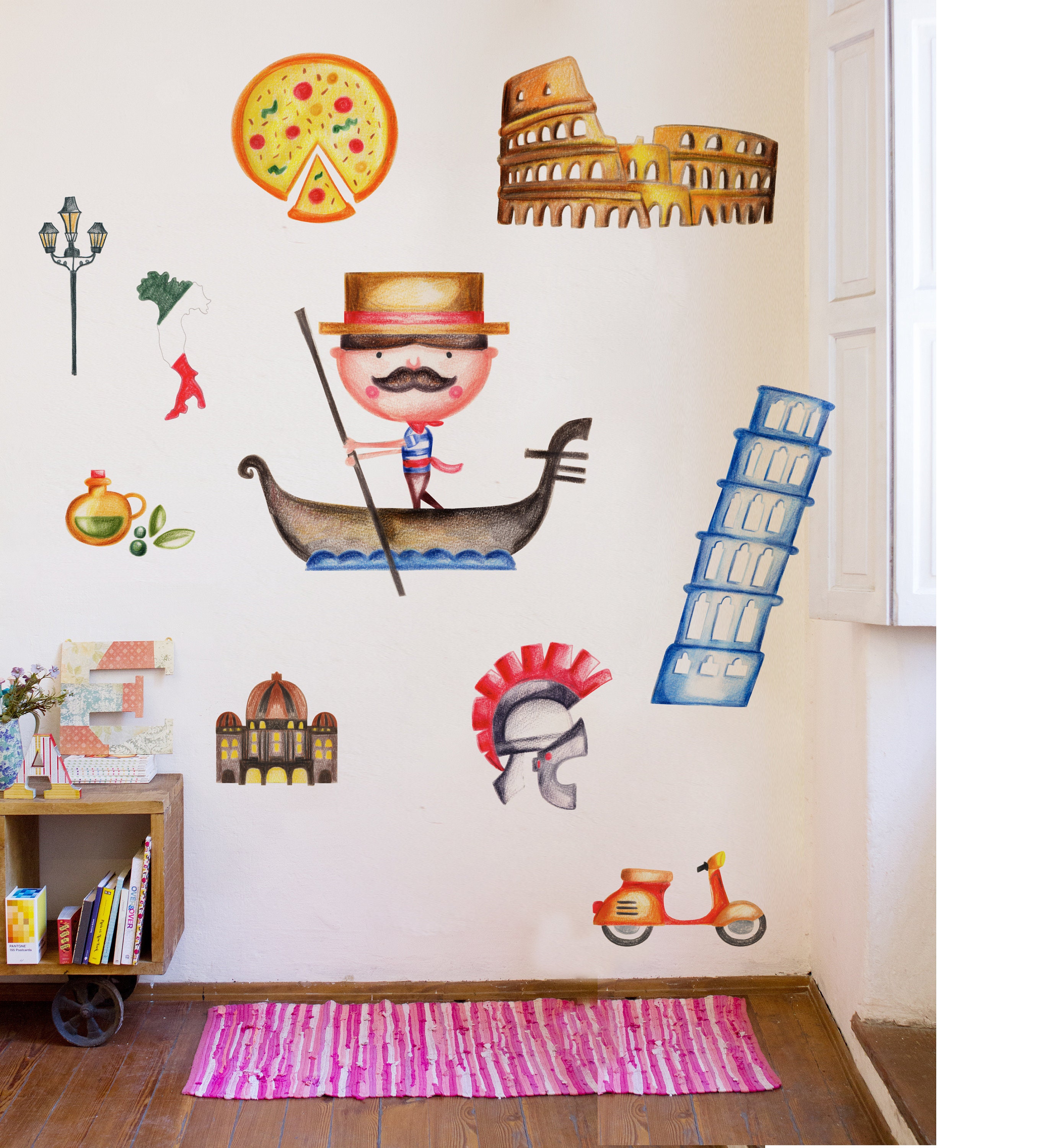 Italy Wall Art for Kids Room Decor, Italian Stickers for Rome Fans ...