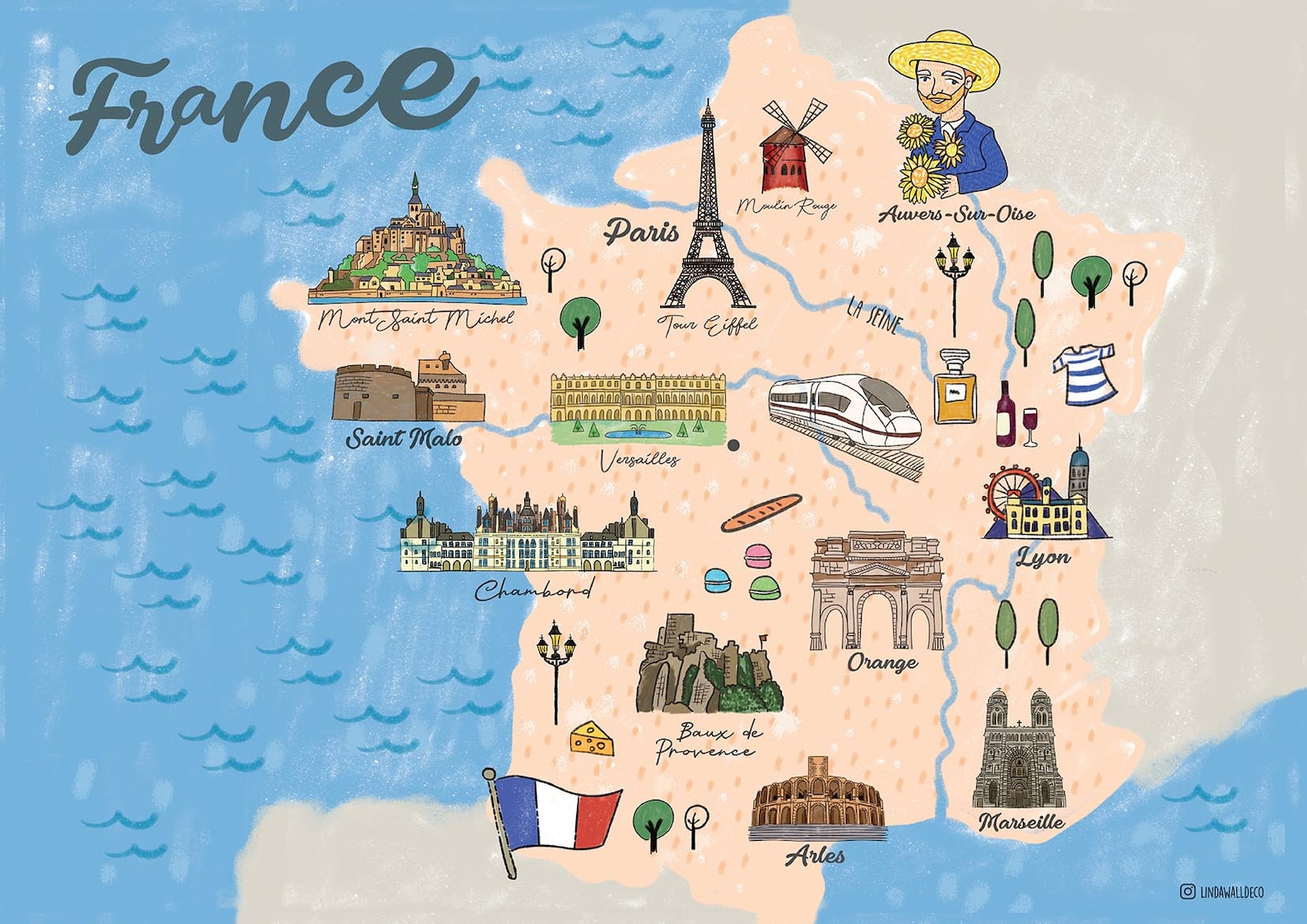 Printable France Map Download - Etsy
