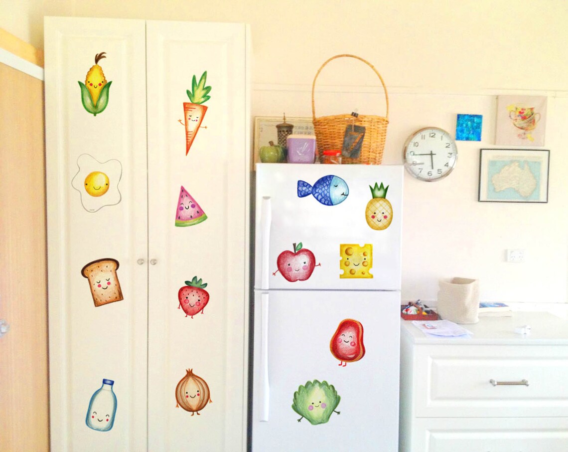Kitchen Decor With 14 Pieces Healthy Food Wall Decal Lovely - Etsy