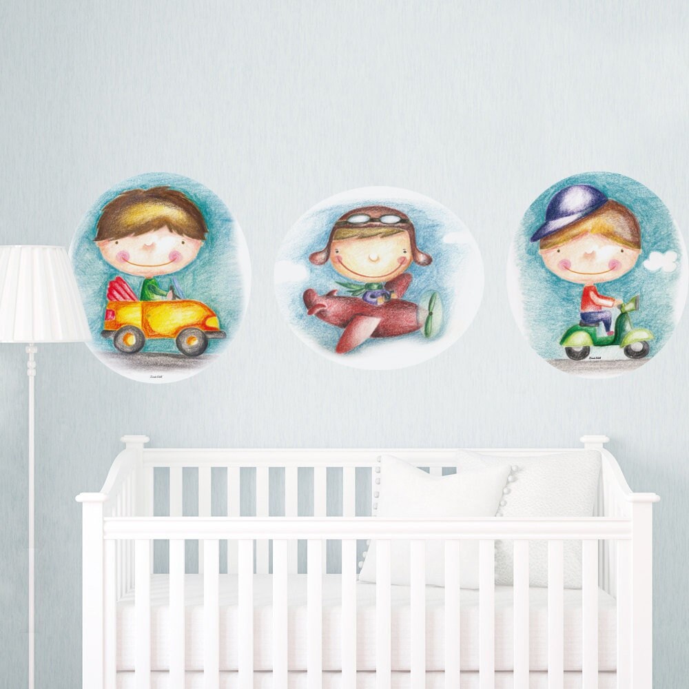 Airplane Nursery With Airplane Decal, Car Sticker and Scooter Wall ...
