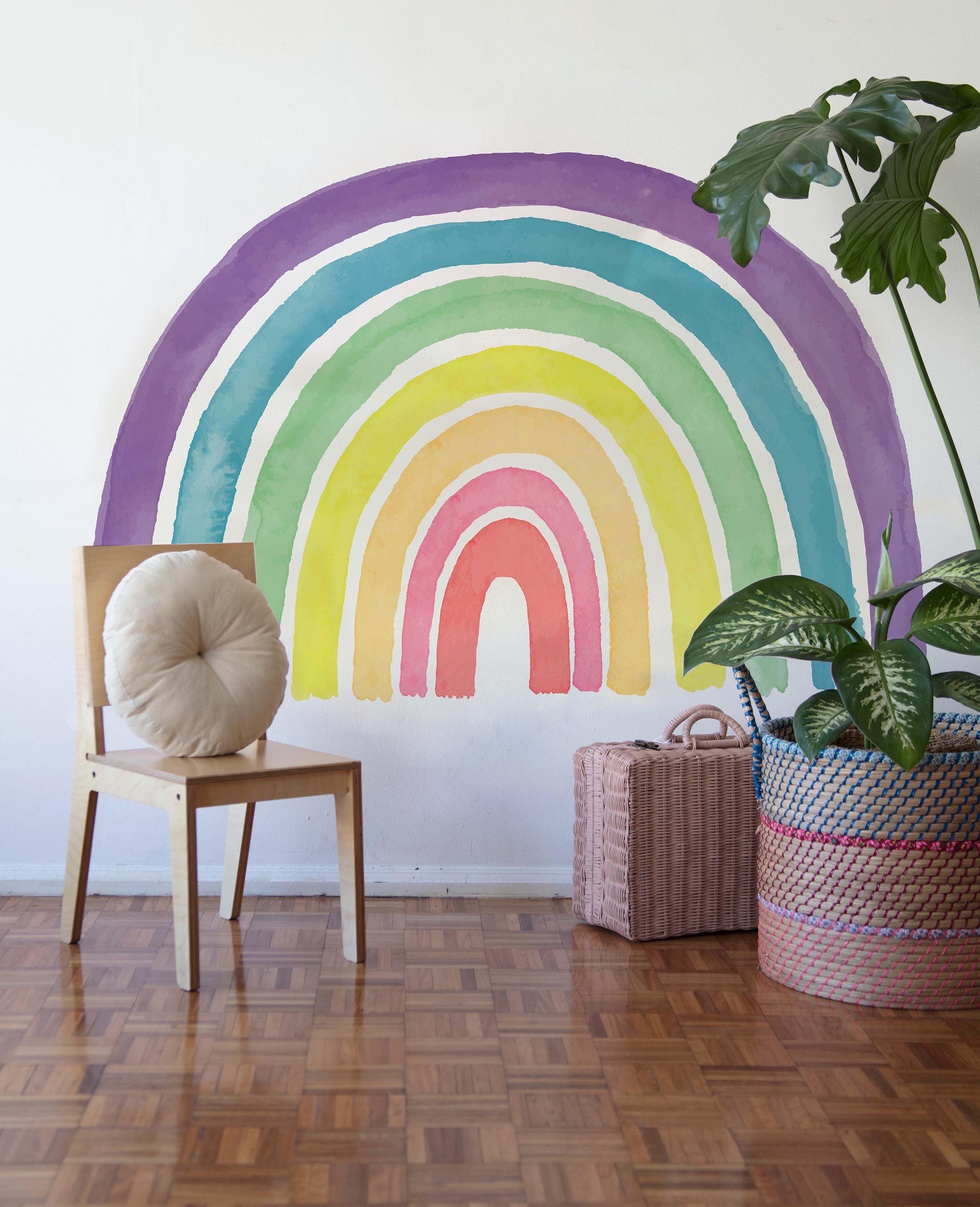 Rainbow Wall Decal Watercolor Rainbow Wall Sticker Rainbow - Etsy