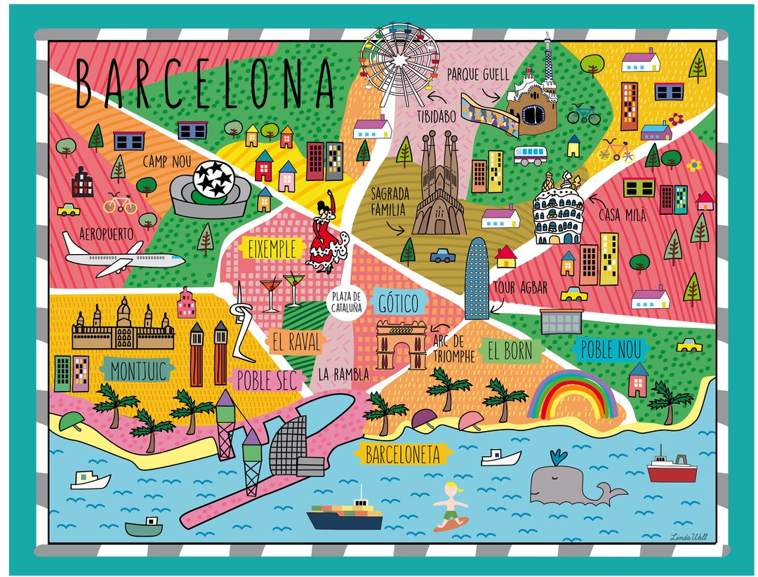 Barcelona Map, Wall Decor, Map Wall Decal, Home Decor, Removable ...