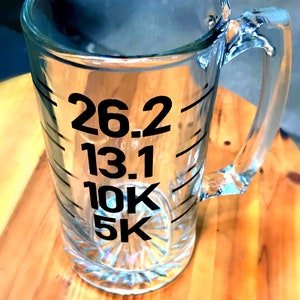 Running Distances Large Glass Mug; Great Gift for Runners; Beer Mug ...