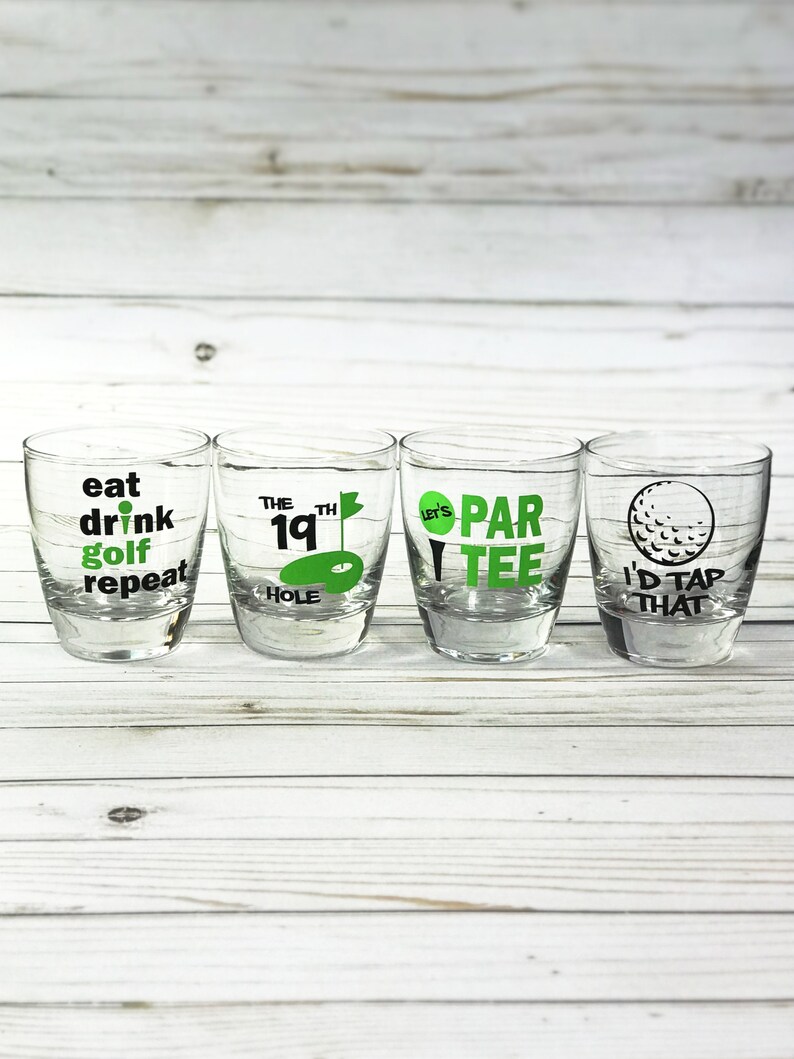 Golf Whiskey Glasses Set of Four (4); Great Gift for Golfers, 19th Hole ...