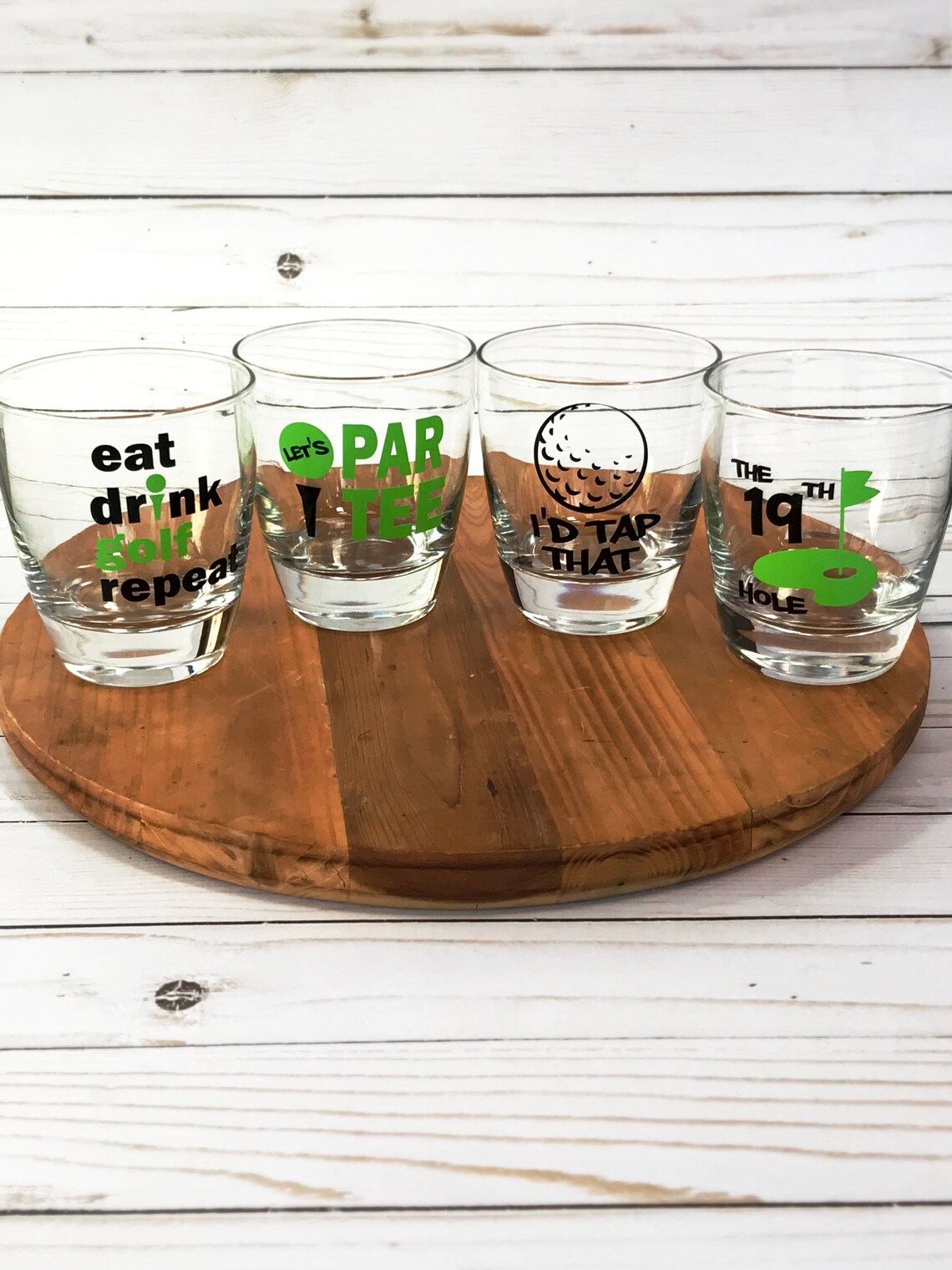 Golf Whiskey Glasses Set of Four (4); Great Gift for Golfers, 19th Hole ...
