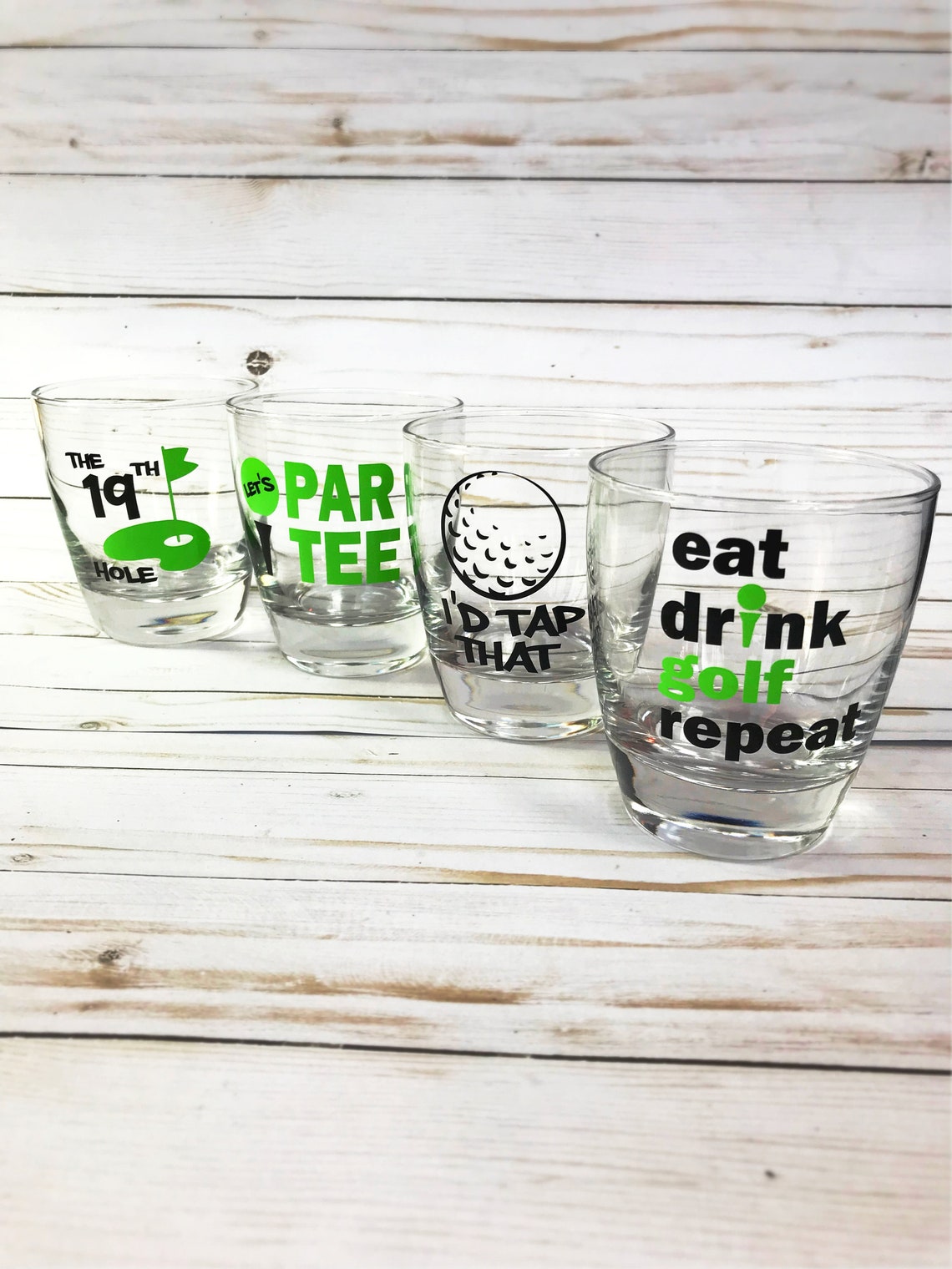 Golf Whiskey Glasses Set of Four (4); Great Gift for Golfers, 19th Hole ...