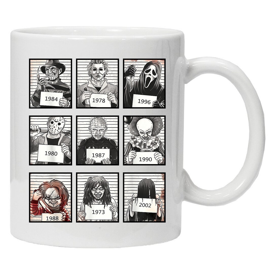 Horror Movie Legends MUGSHOT Mug | Inspired Parody Funny Novelty Coffee ...