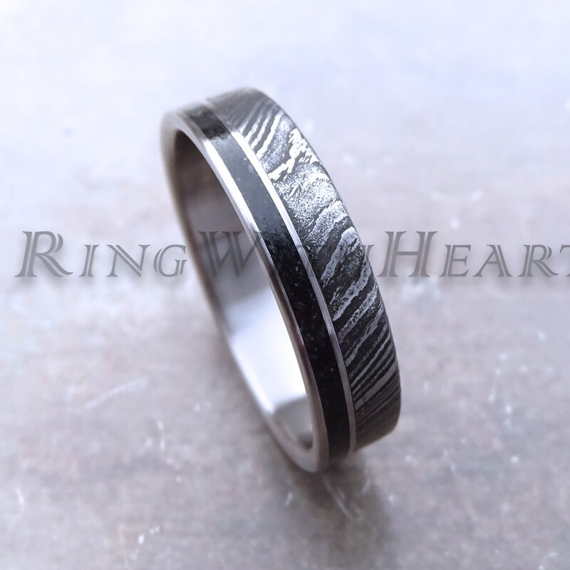 Titanium Damascus Ring - Etsy