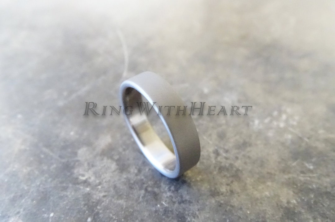 Sandblasted Titanium Ring, Minimalist Wedding Band, Lightweight ...