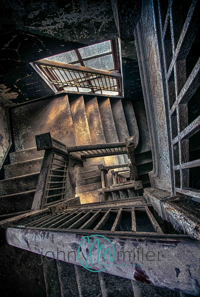 Fine Art Photography, Urban Decay. Abandoned High Rise Stairwell, Wall ...