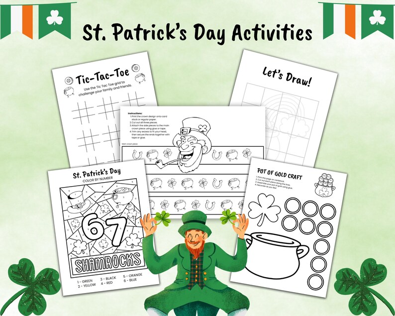 St. Patrick's Day Kids Activity Set - 16 Pages Printable Download - Etsy