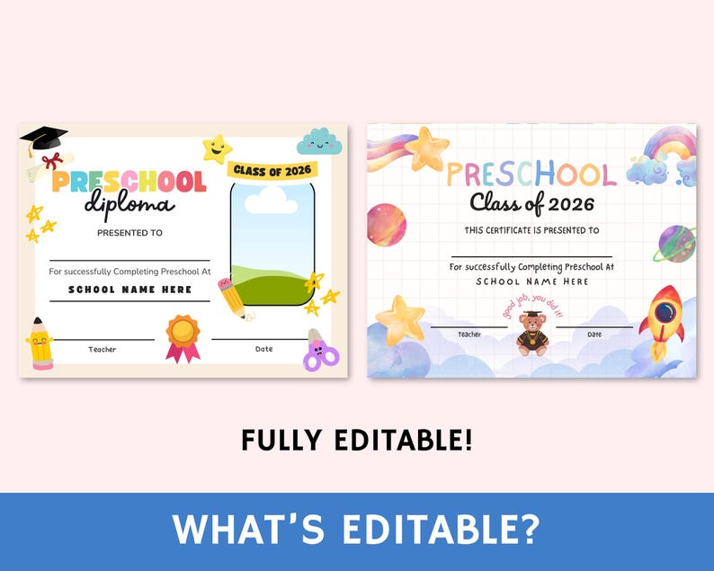 Preschool Graduation Certificate Template Bundle of 5, Preschool ...