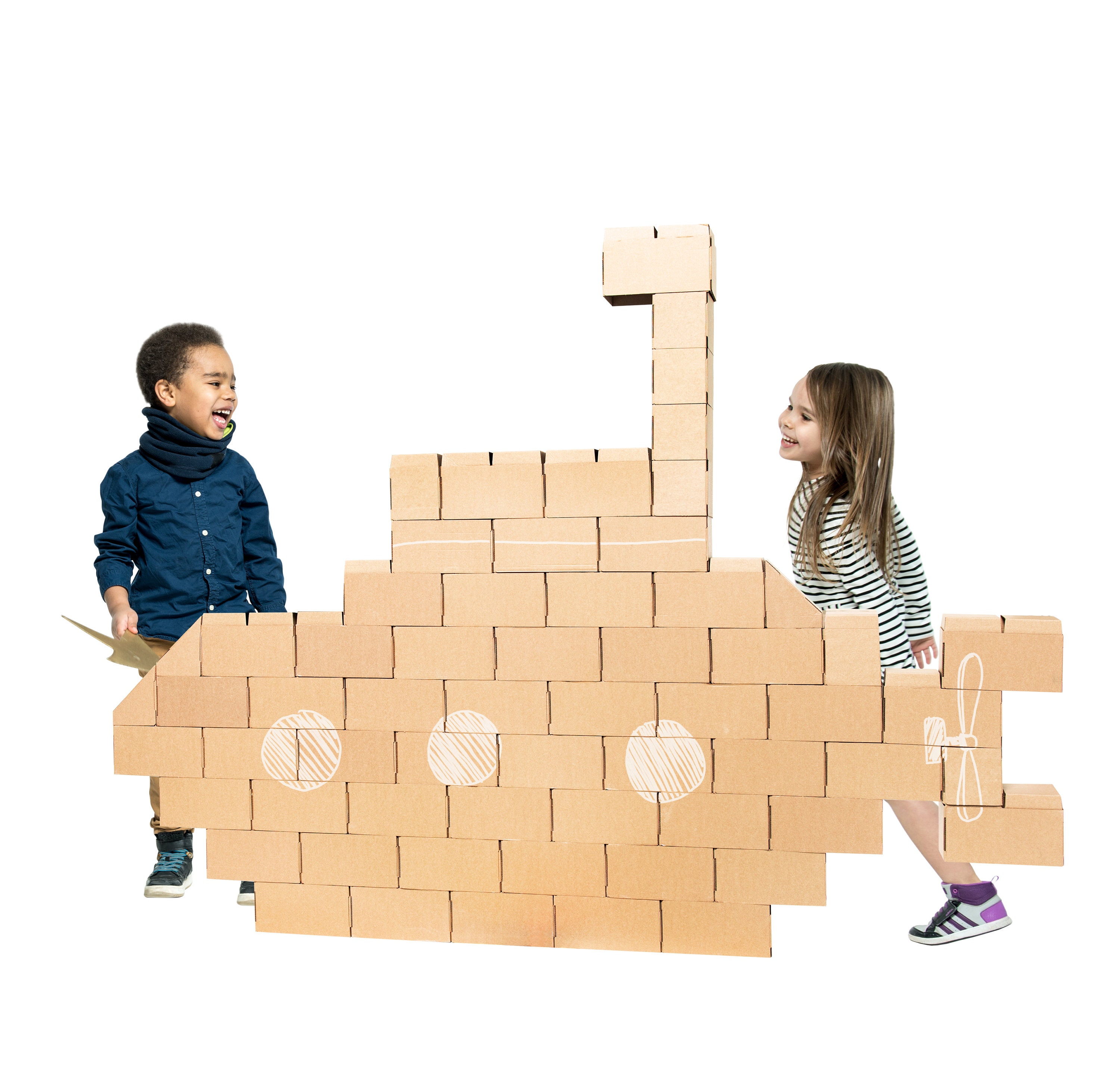 Large Building Blocks Set of 60XXL Pieces, Build Fortress, Play Shop ...