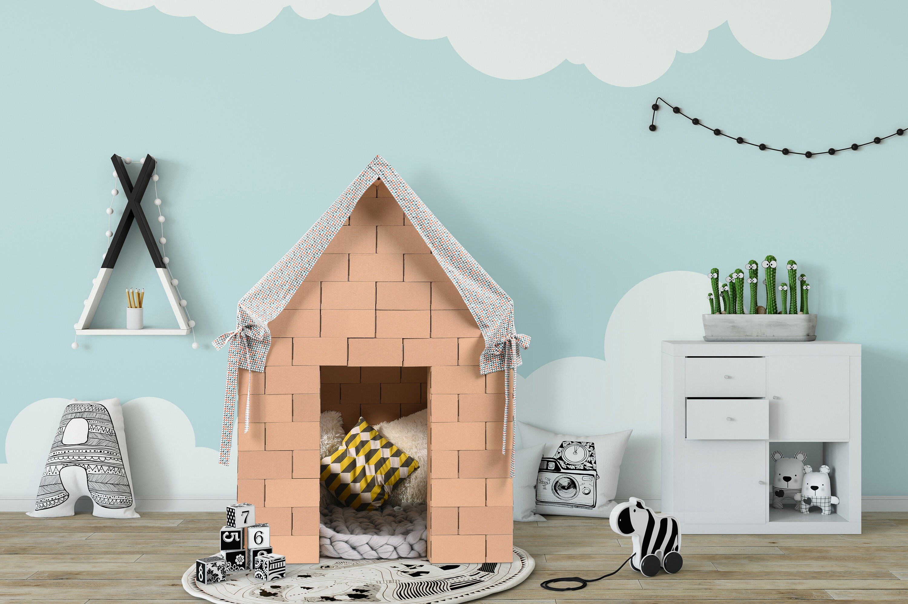 Playhouse and House Bed, 2 in 1 Set, Gift for Kids to Play, Sleep or ...